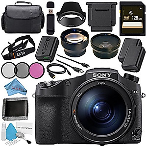 Sony Cyber-Shot DSC-RX10 IV DSCRX10M4/B Digital Camera + 128GB SDXC Card + NP-FW50 Lithium Ion Battery + 72mm 3 Piece Filter Kit + 72mm 2X Telephoto Lens + 72mm Wide Angle Lens + Carrying Case Bundle