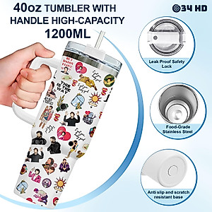 34HD Movie Character Tumbler with Handle & Straw, 40oz Stainless Steel Vacuum Insulated Actor Mug, Movie Themed Cups, Actor Gifts for Women on Birthday Mothers Day Christmas