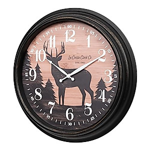 La Crosse Clock 433-3841D 15.75" Indoor/Outdoor Northwoods Deer Quartz Wall Clock
