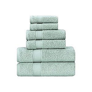 LA HAMMAM 6 Piece Towel Set - 2 Bath Towels, 2 Hand Towels, 2 Washcloths for Bathroom, College Dorm, Kitchen, Shower, Pool, Hotel, Gym & Spa | Soft & Absorbent Turkish Cotton Towel Sets - Green