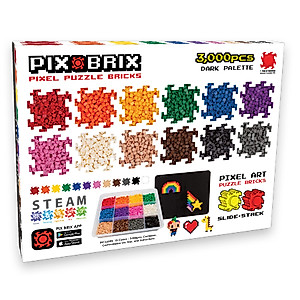 Pix Brix Pixel Art Puzzle Bricks – 6,000 Piece Pixel Art Container, 12 Color Light Palette – Interlocking Building Bricks, Create 2D and 3D Builds Without Water or Glue – Stem Toys, Ages 6 Plus