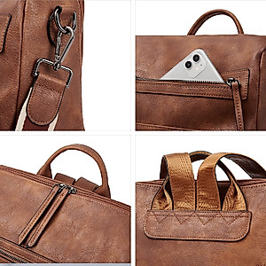 BROMEN Backpack Purse for Women Fashion Leather Designer Travel Large Ladies Shoulder Bag with Women Wallets