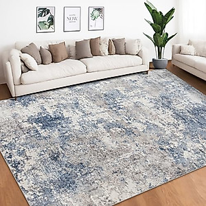 Area Rug Living Room Rugs: 5x7 Indoor Soft Fluffy Rug Abstract Carpet for Bedroom Kitchen Dining Room Floor Washable Plush Throw Large Accent Rug Home Office Nursery Decor - Gray/Blue