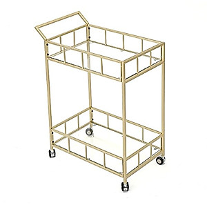 Christopher Knight Home Alice Indoor/Outdoor Industrial Modern Iron and Glass Bar Cart, Gold