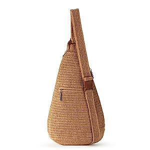 The Sak Geo Sling Backpack in Crochet, Single Sling Shoulder Strap, Bamboo