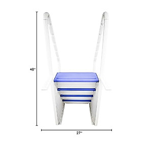 Confer Plastics Step-1X: Sturdy Above Ground Entry System with Dual Handrails and Slip-Resistant Steps, Easy Installation, Supports up to 400 lbs - Proudly Made in USA. White with Blue Treads