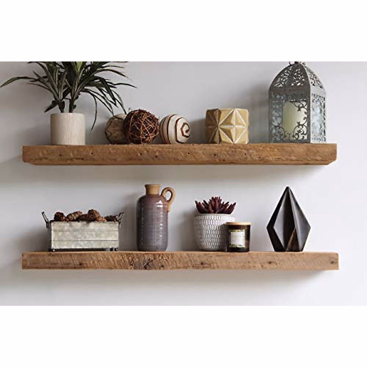 Urban Legacy Accent Floating Shelves | Reclaimed Wide Plank Barn Wood with Floating Brackets | Set of 2 (Natural, 36" x 7" x 2")
