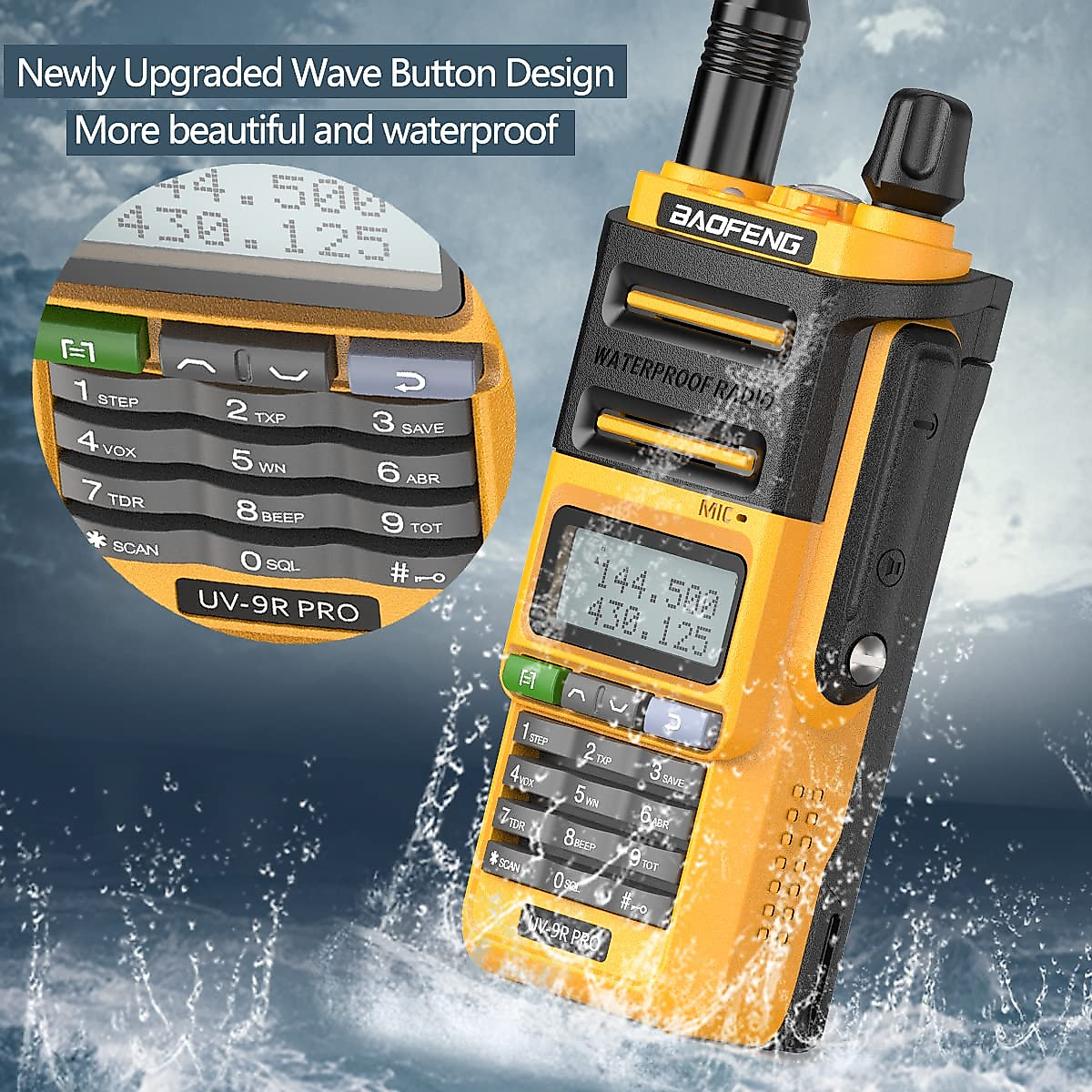 BAOFENG UV-9R PRO Dual Band Two-Way Radio Ham Radio Waterproof IP67 Transceiver Walkie Talkie Rechargeable 8W Ham Radio Upgraded Version of UV-5R with Type-C Charger Cable