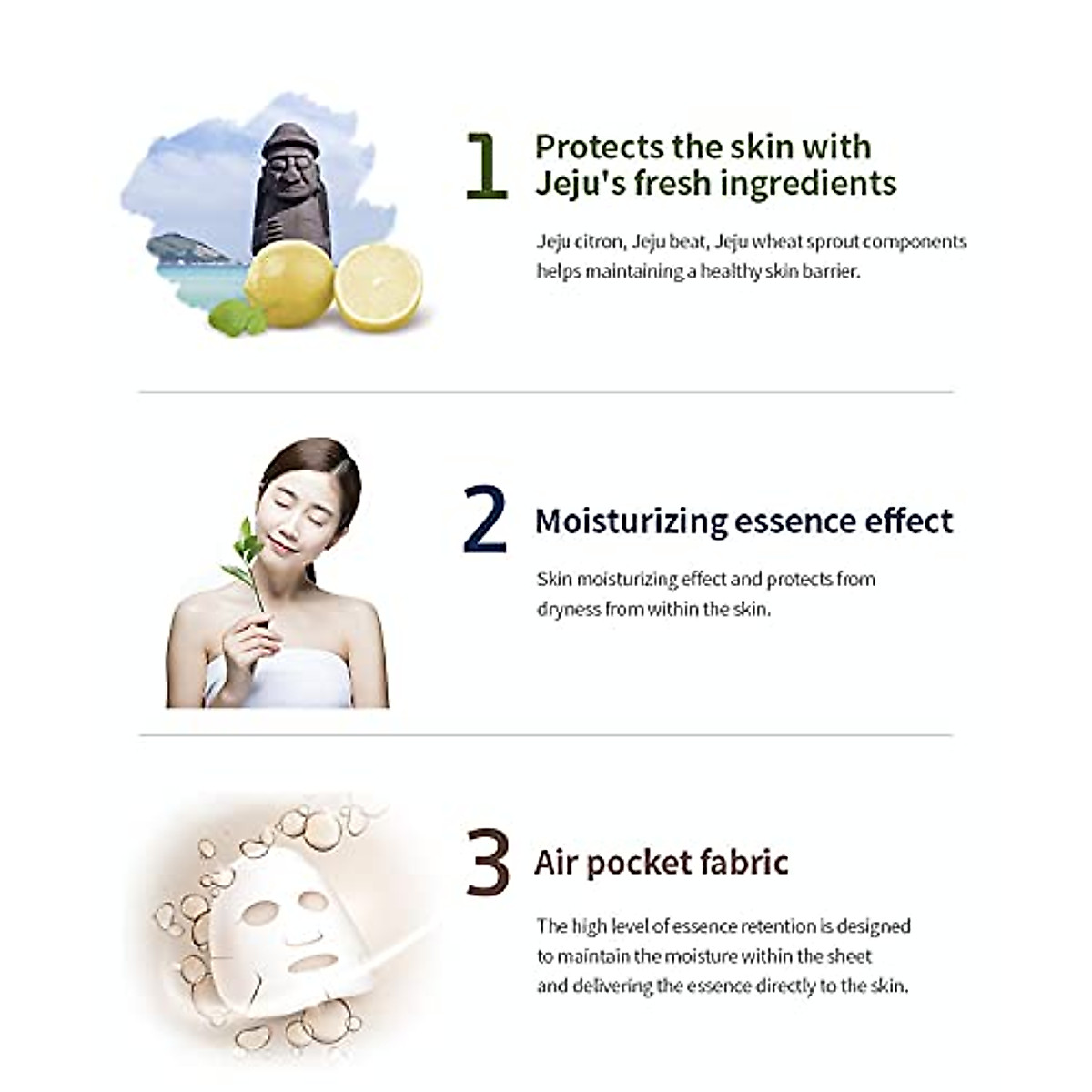 SNP - Jeju Rest Cactus Korean Face Sheet Mask - Nourishing & Moisturizing Effects for All Sensitive Skin Types - 10 Sheets Beauty Facial Masks Skincare for Women and Men