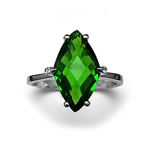 R6497 Fancy Cut Green Helenite Marquise Shape Sterling Silver Mordorn Ring (6)