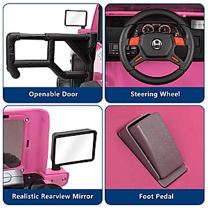 VALUE BOX Safety 12V Electric Two Seaters Ride On Car, Remote Control Kids Toddler Ride On Cars Motorized Vehicles Toy Car, Wheels Suspension, Seat Belts, LED Lights and Horn (Pink)