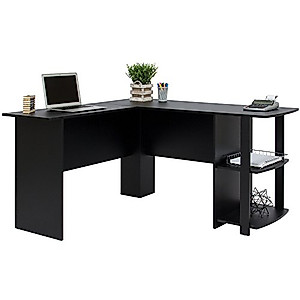Best Choice Products L-Shaped Corner Computer Desk Study Workstation Furniture for Home, Office w/ 2 Open Storage Bookshelves - Black