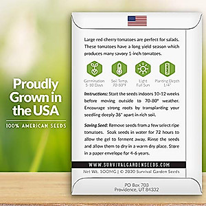 Survival Garden Seeds - Large Red Cherry Tomato Seed for Planting - Packet with Instructions to Plant and Grow Tomatoes in Your Home Vegetable Garden - Non-GMO Heirloom Variety