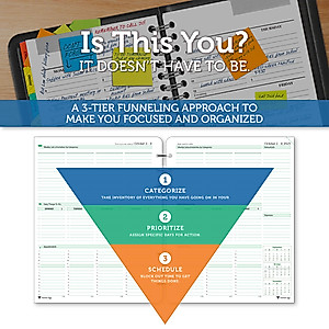 Planner Pad 7 Hole Loose Leaf 3-Tier Funnel Down 12 Month Organizer, Oct 1st Start (Oct 2023 - Sept 2024), Soft Green Ink, 8 1/2" x 11”