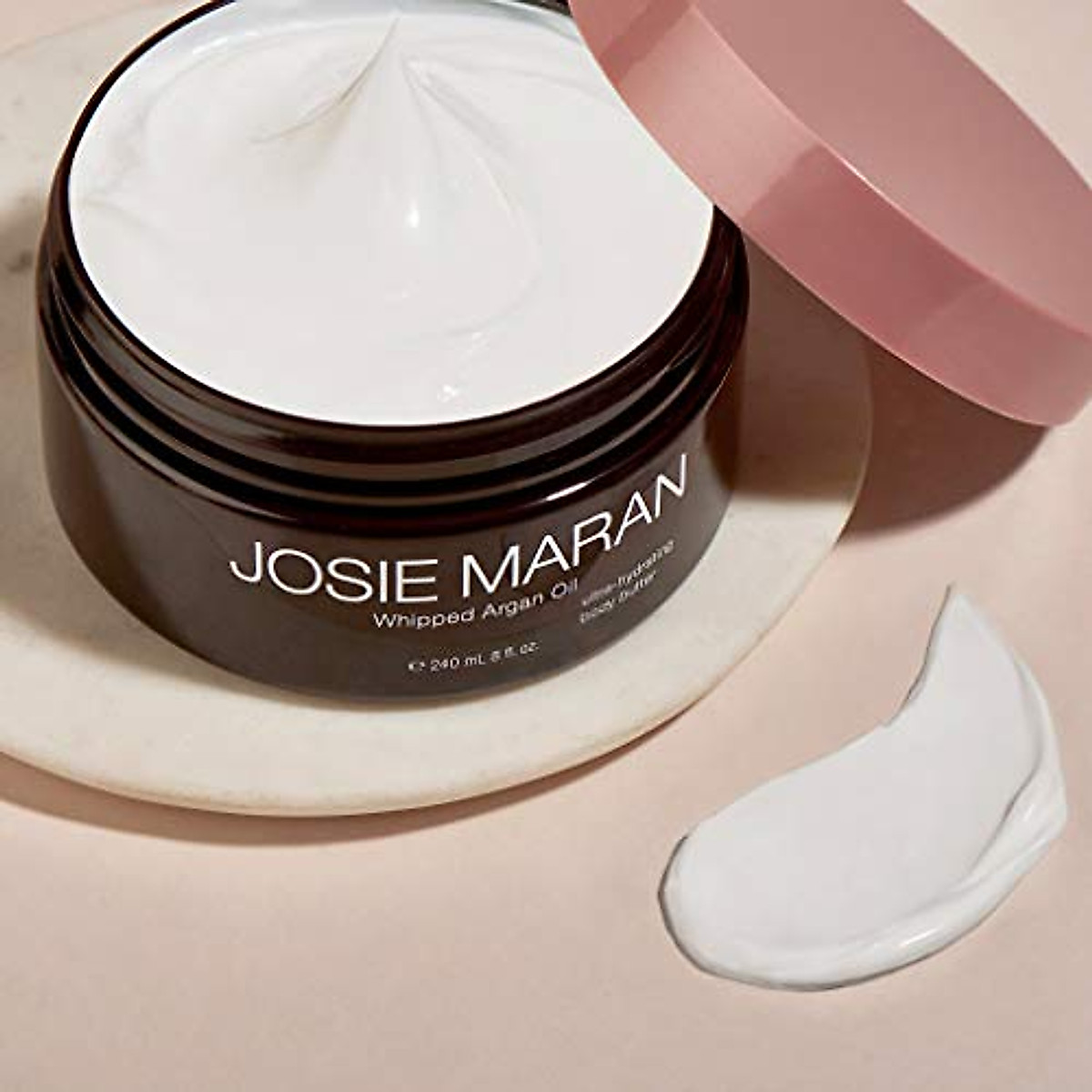 Josie Maran Whipped Argan Oil Body Butter - Immediate, Lightweight, and Long-Lasting Nourishment to Soften and Hydrate Skin (240ml/8.0oz, Vanilla Apricot)