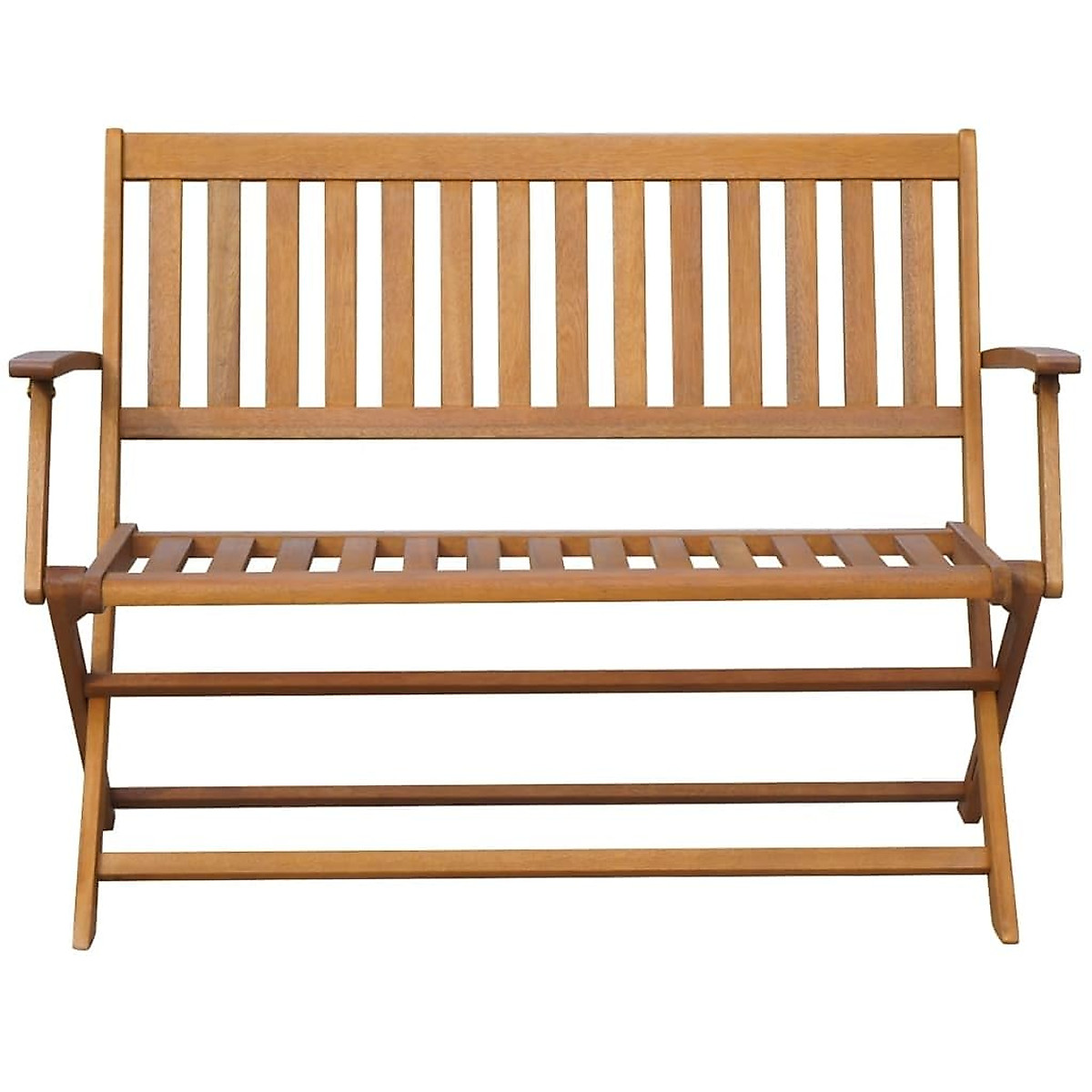 vidaXL Folding Garden Bench, Outdoor Foldable Acacia Wood Patio Bench with Cushion, Wooden Bench for Porch Balcony, Retro Style, Solid Wood Acacia