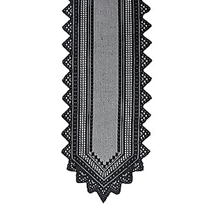 DII Black Lace Overlay Tabletop Collection Gothic Halloween Decor, Table Runner, 14x72, Black