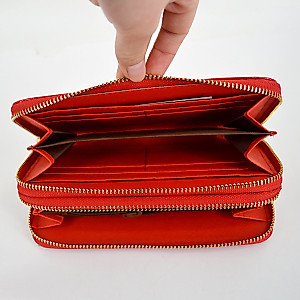 Aisi Women Patent Leather Clutch Wallet Phone Card Holder Organizer Ladies Purse (Red)