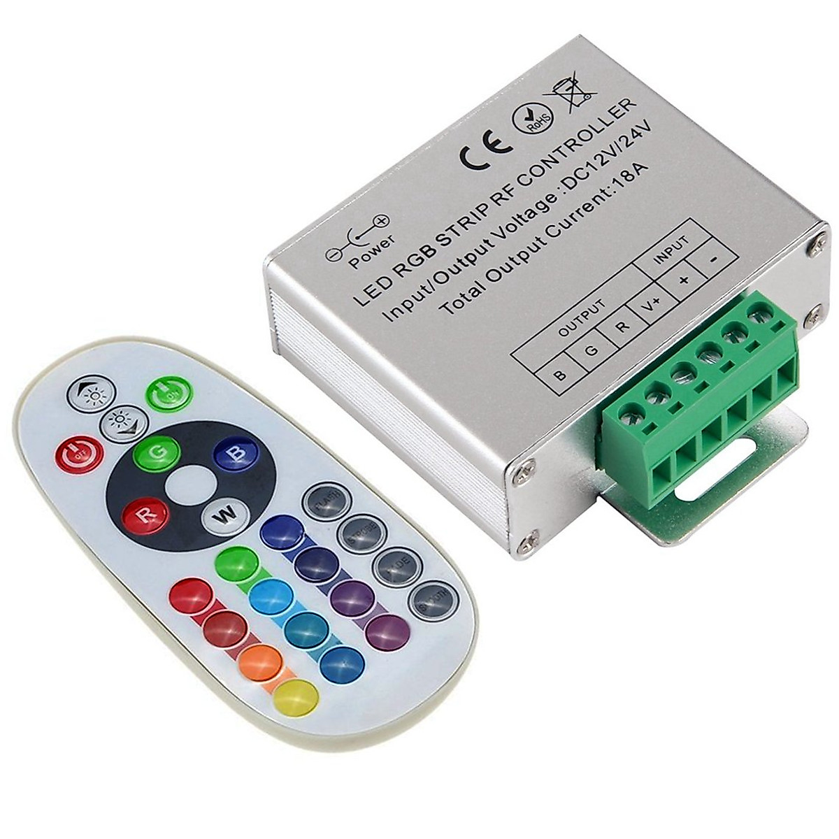 DC 12V-24V 18A LED Lights Controller 24Key RGB Remote Controller for 3528 5050 RGB LED Strip Lights, RGB Led Module Lights