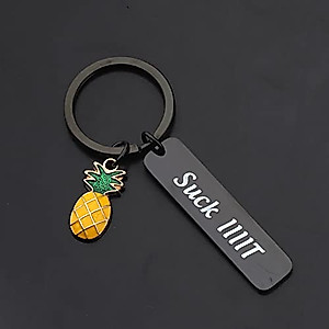 FAADBUK TV Show Keychain Psyc Pineapple Inspired Gift Suck IIIIt Psyc TV Show Gift (Suck IIIIIT Black)