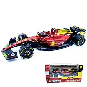 HTLNUZD Bburago 1/43 2022 F1-75 #55 75th Anniversary Carlos Sainz 1:43 Formula One Racing Car Alloy Die Cast Collection Vehicles Model (biao 75th #55)