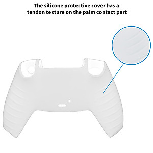 Silicone Sleeve, Removeable Dustproof Non Slip Shockproof Comfort Controller Grip Cover for PS5(white)