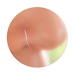 Thin and tiny silver nose ring hoop -24 gauge nose piercing hoop - 925 sterling silver hoop