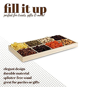 Hammont Rectangular Sectional Wooden Trays - 2 Pack - 7”x14”x1.25” - Eco Friendly Decorative Wooden Tray for Dry Fruits & Candies | Organic Wooden Tray for Gift & Home Décor