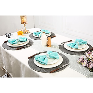 BAOFIN Round Braided Placemats Set of 6, Table Mats for Indoor and Outdoor Dining Table, Washable Woven Non-Slip Placemats, 15 inches (Gray)