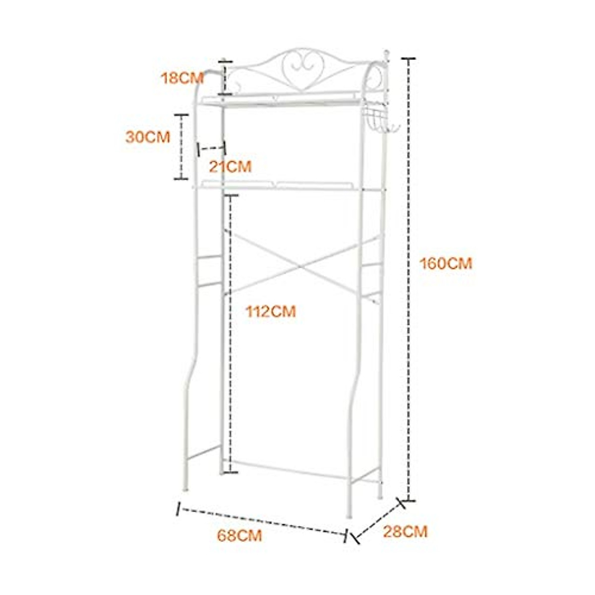 Hokcus Multi-Functional Shelf Washer Storage Frames for Over Toilet,Shelf 2-Layer Over Washinghine Storage Rack,Utility Metal Bathroom Shelf,Adjustable Foot Pad - 2 Layers with 3 H