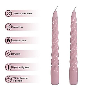 Handmade Candle Sticks Taper Candles - Gedengni Twist Candlesticks for Table Decor Housewarming Gift Idea-2pcs, 7.3 Inch(Pink)
