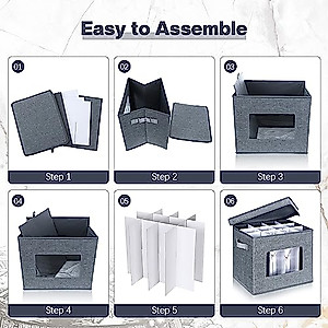 Norme 3 Pcs Wine Glasses Storage Box with Dividers, 12 Compartments Champagne Flute Storage Box with Lid Handle Window China Storage Containers Hard Glass Holder Packing Boxes for Moving