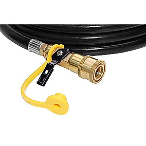 DOZYANT 12 FT RV Propane Quick Connect Hose, RV Quick Connect Propane Hose, Quick Disconnect Propane Hose Extension - 1/4 Inch Safety Shutoff Valve & Male Full Flow Plug for LP Gas Low Pressure System
