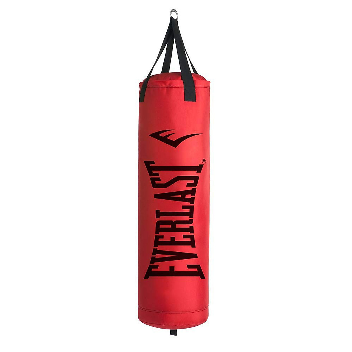 Everlast Polycanvas 80 Pound Hangable Synthetic Leather Heavy Punching Bag with Nylon Straps for Boxing and Martial Arts Training, Red