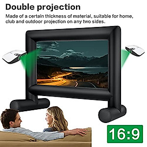 17 FT Inflatable Projector Screen with Blower, Indoor Outdoor Inflatable Projector Movie Screen for Party Games Backyard Home Theater, Easy Set up Blow Up Screen, Supports Front and Rear Projection