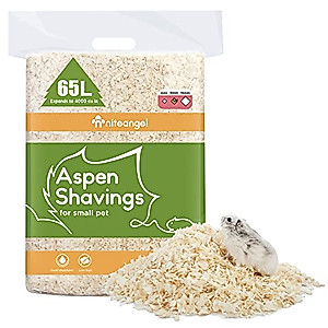 Niteangel 65L Aspen Shaving Hamster Beddings for Syrian Dwarf Hamster Gerbil Mice Degu Rat Rabbit Bunny Guinea Pig Chinchilla Hedgehog or Other Small Pets (65L - 15mm)