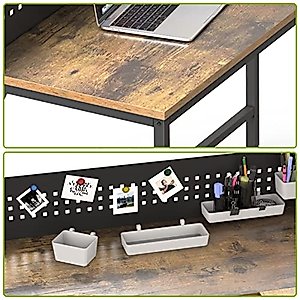 NSdirect Computer Desk,55" Home Office Desk with Bookshelf Industrial Study Writing Table with Space Saving Design Modern Simple Style Laptop Table (Rustic Brown)