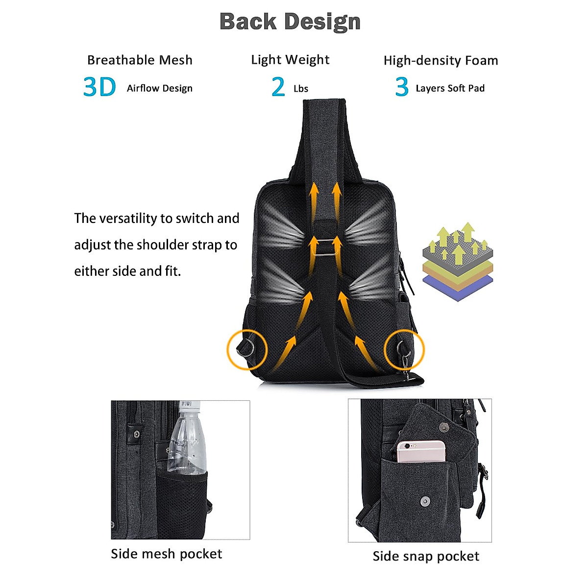 Schkleier Messenger Bag for Men Canvas Sling Bag Crossbody Backpack Laptop Shoulder Bag Hiking Daypacks Casual Tactical