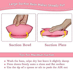 Silicone Baby Feeding Set,11Pack Toddlers Weaning Feeding Sippy Cup with Straw and Lid,Baby Bibs,Bowl Plate with Suction,Baby Feeding Supplies Set (Elephant_Light Pink)