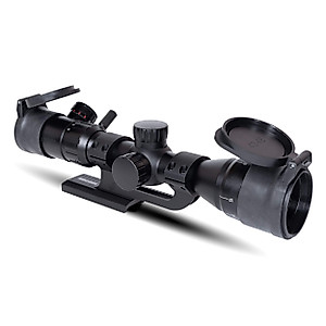 Monstrum 3-9x32 Rifle Scope with Rangefinder Reticle | ZR250 H-Series Offset Scope Mount | Monstrum Flip Up Lens Cover Set | Bundle