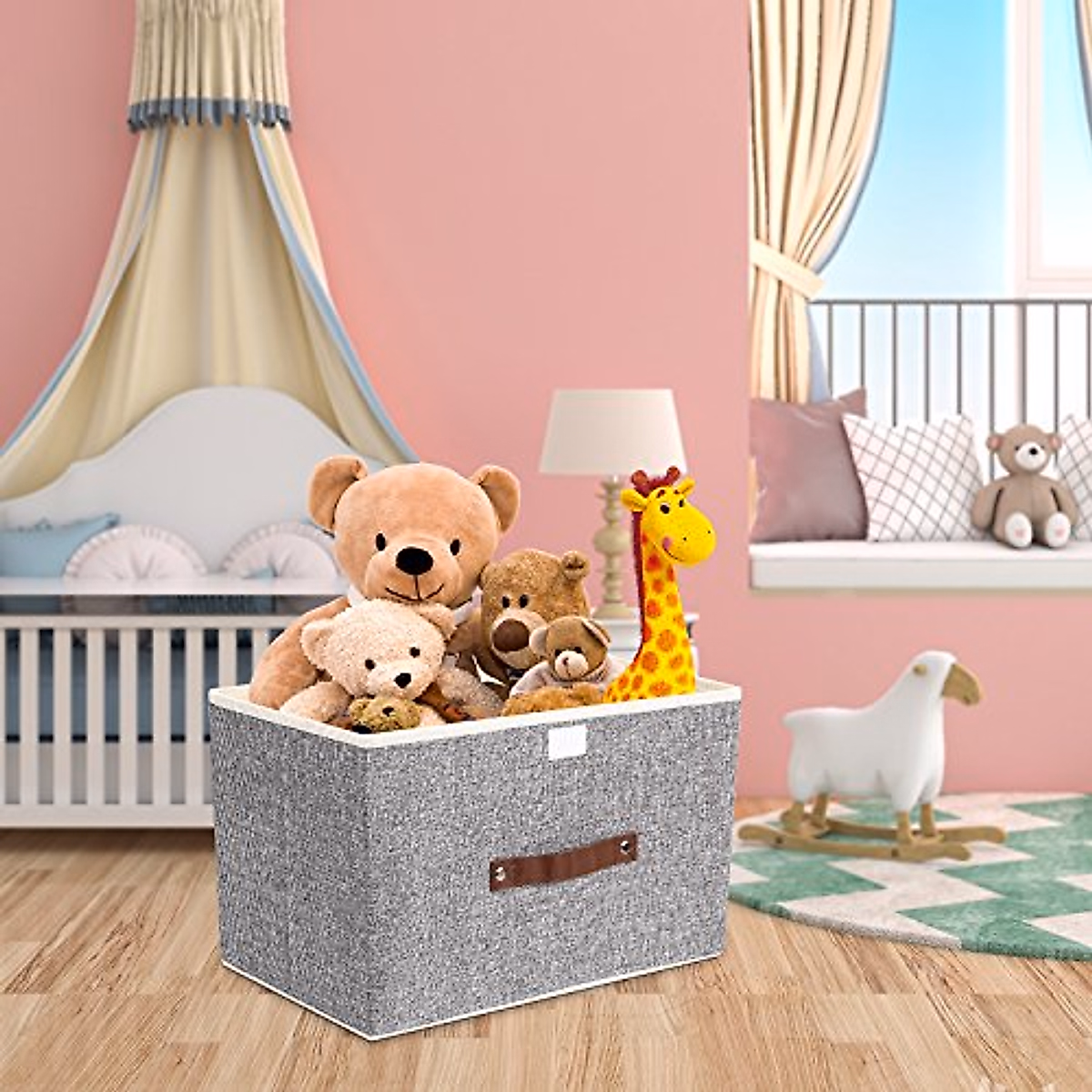 TYEERS Foldable Storage Boxes with Lids 2 Pack Fabric Storage Bins with Lids, Closet Organizers for Clothes Storage, Room Organization, Office Storage, Toys - Gray