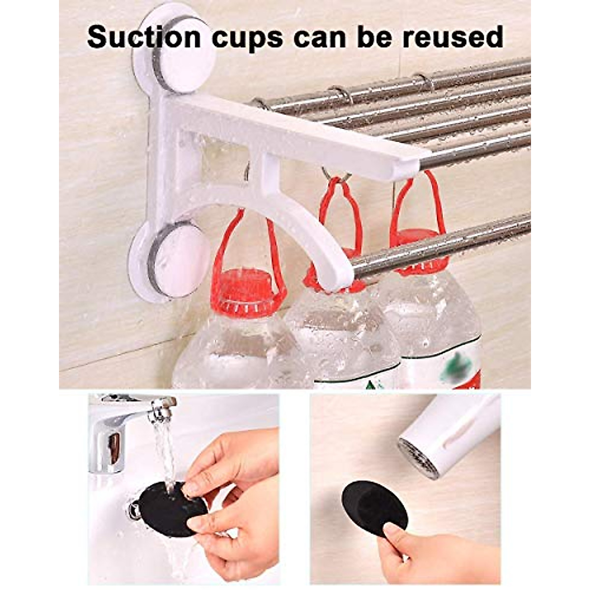 Towel Racks Towel Rack Towel Bar Suction Cup Bathroom,Towel Holder Wall Mounted,Self Adhesive Hand Towel Holder with Double Bar Stainless Steel,Kitchen Bath Towel Shelf Yearn for