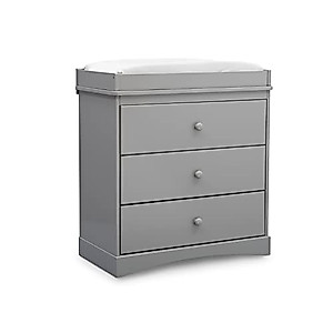 Delta Children Emery Crib 7-Piece Baby Nursery Furniture Set–Includes: Convertible Crib, Glider, Dresser, Changing Top, Crib Mattress, Sheets, & Changing Pad, Grey