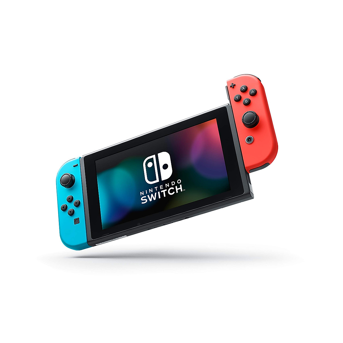 Nintendo Switch with Neon Blue and Neon Red Joy-Con + New Super Mario Bros. U Deluxe (Full Game Download) - Switch Console