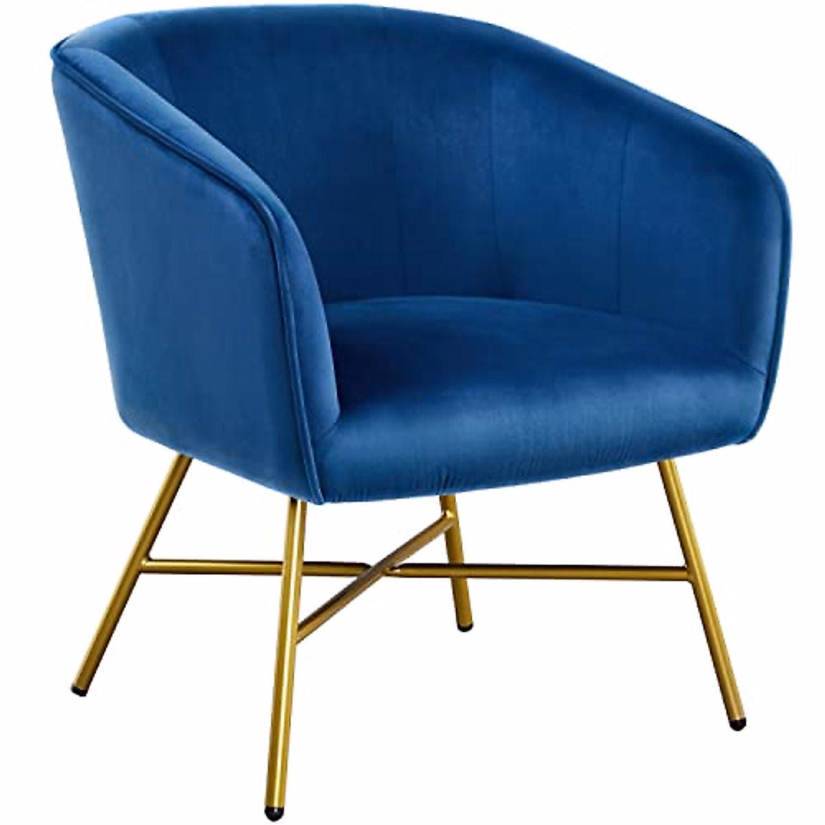 Yaheetech Accent Chair, Modern Velvet Living Room Chair with Metal Legs and Soft Padded, Comfy Side Chair for Bedroom/Office/Study/Waiting Room, Dark Blue