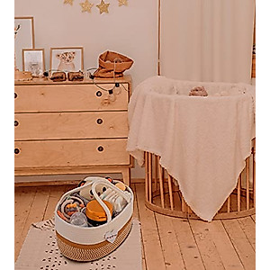 GREATALE Baby Diaper Caddy Organizer - Portable Rope Nursery Storage Bin for Changing Table & Car - Diaper Storage Basket with Removable Divider (Brown)