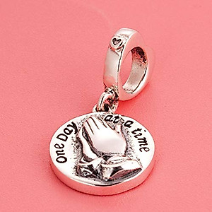 Praying Hands Charms 925 Sterling Silver Love Prayer Dangle-Serenity Change Courage Wisdom Charms fits Pandora Style Bracelet, Gifts for Mothers Day/Thanksgiving