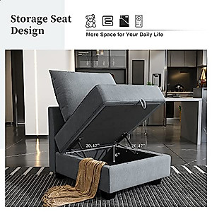 HONBAY Reversible Sectional Modular Sofa Couch with Ottoman U Shaped Sectional Sleeper Sofa with Storage Oversized Sectional Sofa with Wide Chaise for Living Room, Bluish Grey