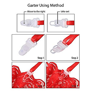 4 Pieces Lace Garter Belts Lace Suspender Belt Lingerie Thigh High Stocking for Women Ladies