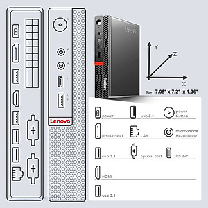 Lenovo ThinkCentre M920q Tiny Desktop Intel i5-8500T Up to 3.50GHz 16GB RAM New 1TB NVMe SSD Built-in AX210 Wi-Fi 6E BT HDMI Dual Monitor Support Wireless Keyboard and Mouse Win11 Pro (Renewed)